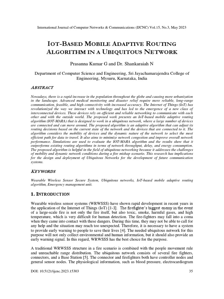 IoT-Based Mobile Adaptive Routing Algorithm in A Ubiquitous Network | PDF