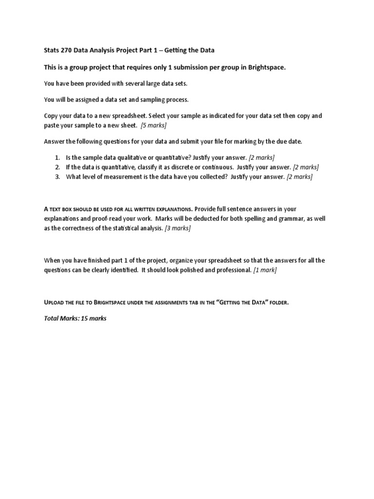 Stats 270 Data Analysis Project Part 1 | PDF | Career & Growth