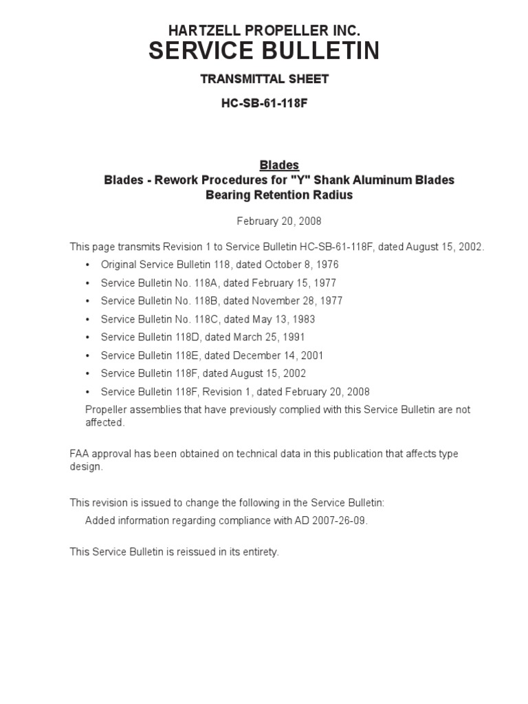 Service Bulletin: Hartzell Propeller Inc | PDF