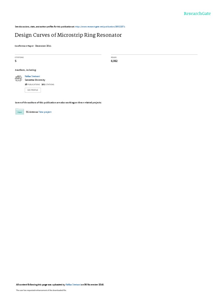 Design Curvesof Microstrip Ring Resonator | PDF
