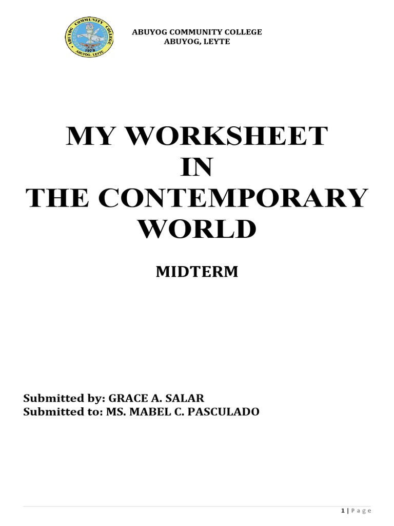 Worksheet Midterm TCW - Grace Salar Beed 1a | PDF | International Monetary Fund | Global ...