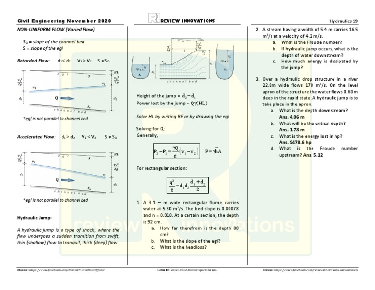 CE Board Nov 2020 - Hydraulics - Set 19 | PDF | Chemical Engineering ...