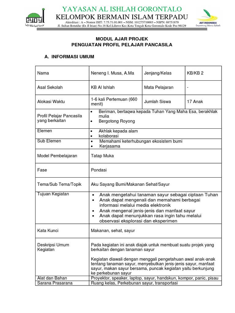 Modul Ajar Projek Aku Sayang Bumi | PDF | Kesehatan Holistik