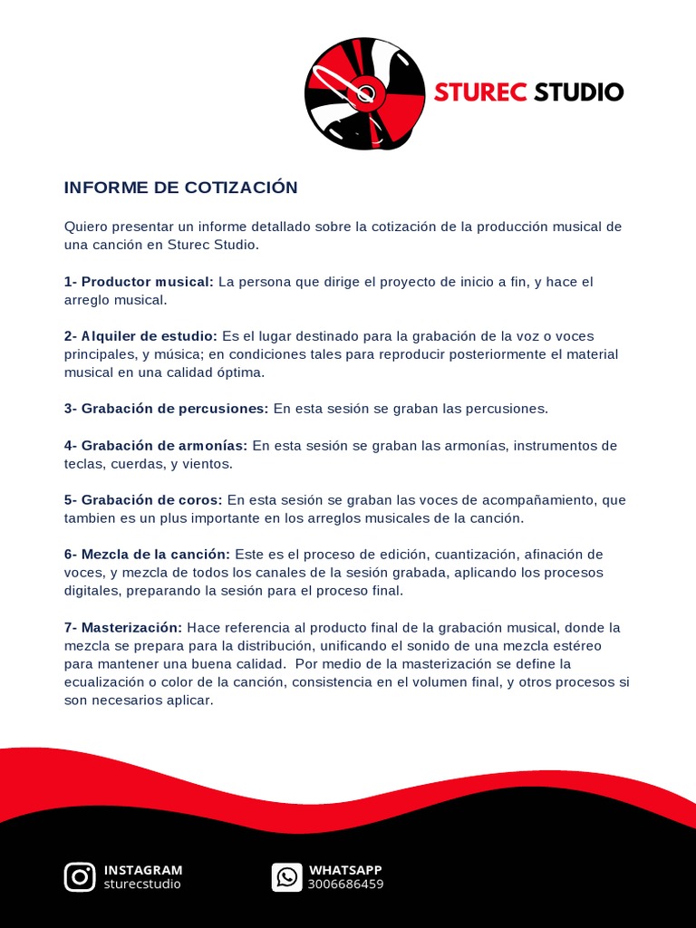 Cotización Producción Musical Sturec Studio | PDF | Tecnología de ...