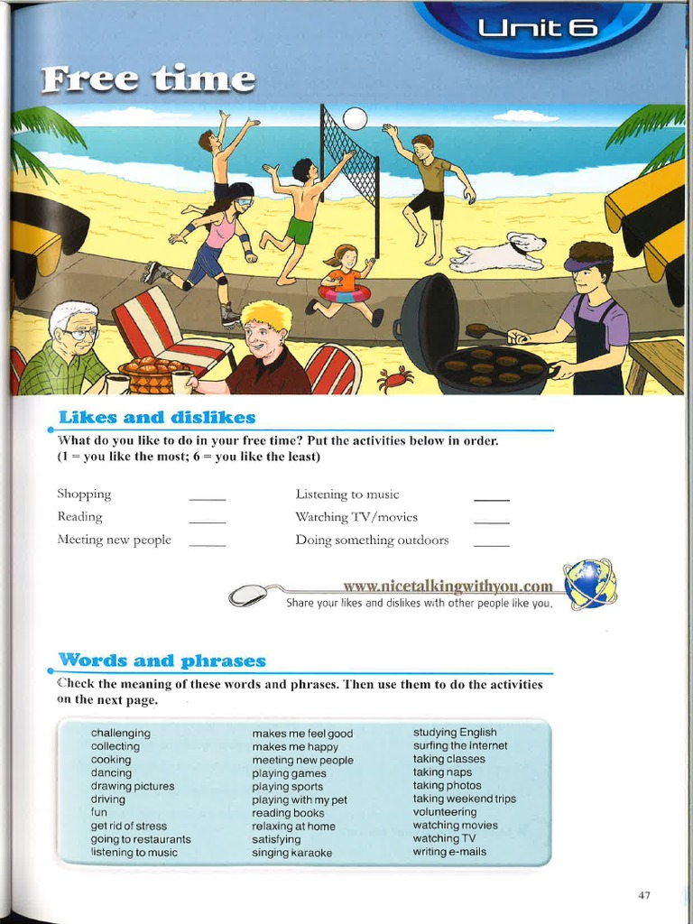 Unit 6 Free Time Nice Talking With You | PDF