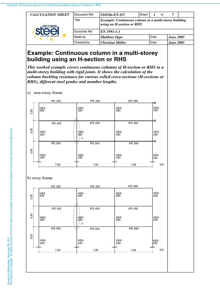 Example- Continuous column in a multi-storey building using an H ...