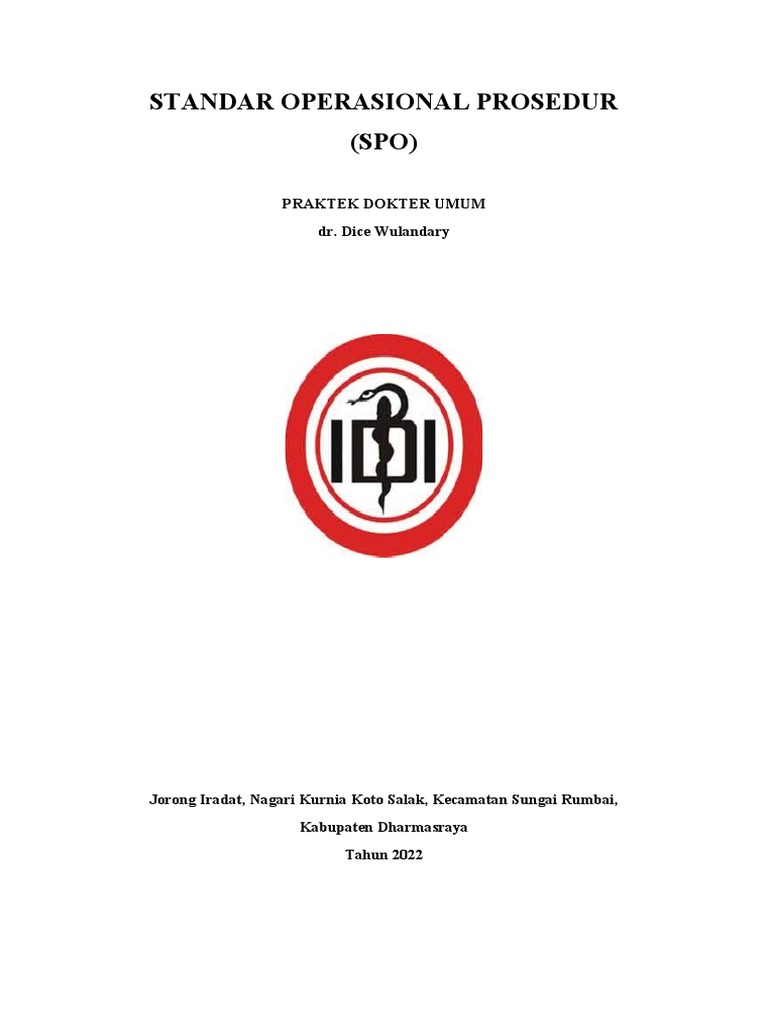 Spo Klinik Dan Praktek Pribadi Dokter | PDF Spo Klinik Dan Praktek Pribadi Dokter | PDF