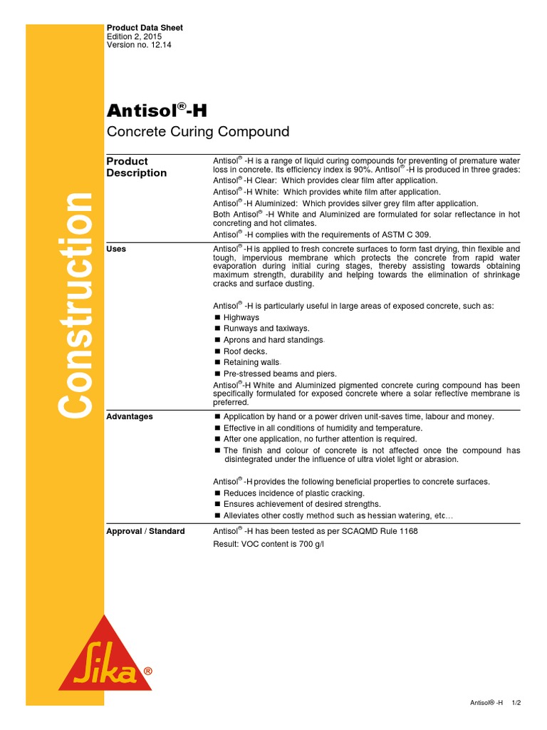 Antisol®-H | PDF | Concrete | Water