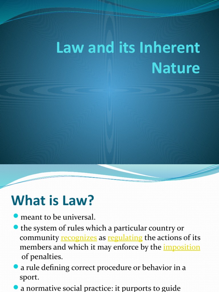 Law and Its Inherent Nature | PDF