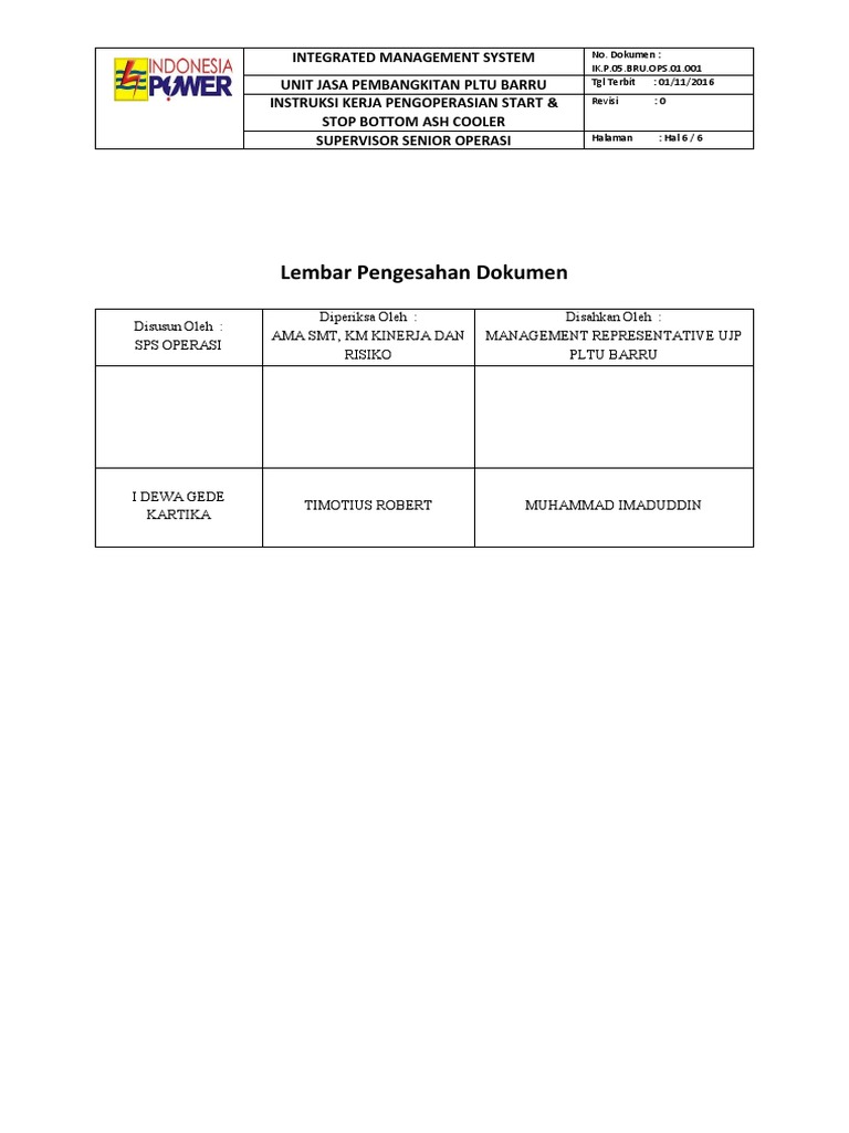 Lembar Pengesahan Dokumen | PDF