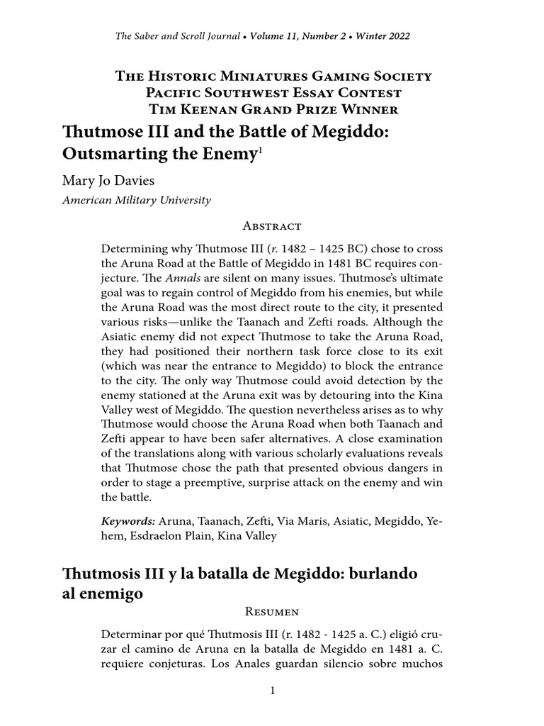 Thutmose III and The Battle of Megiddo Outsmarting The Enemy | PDF Thutmose III and The Battle of Megiddo Outsmarting The Enemy | PDF