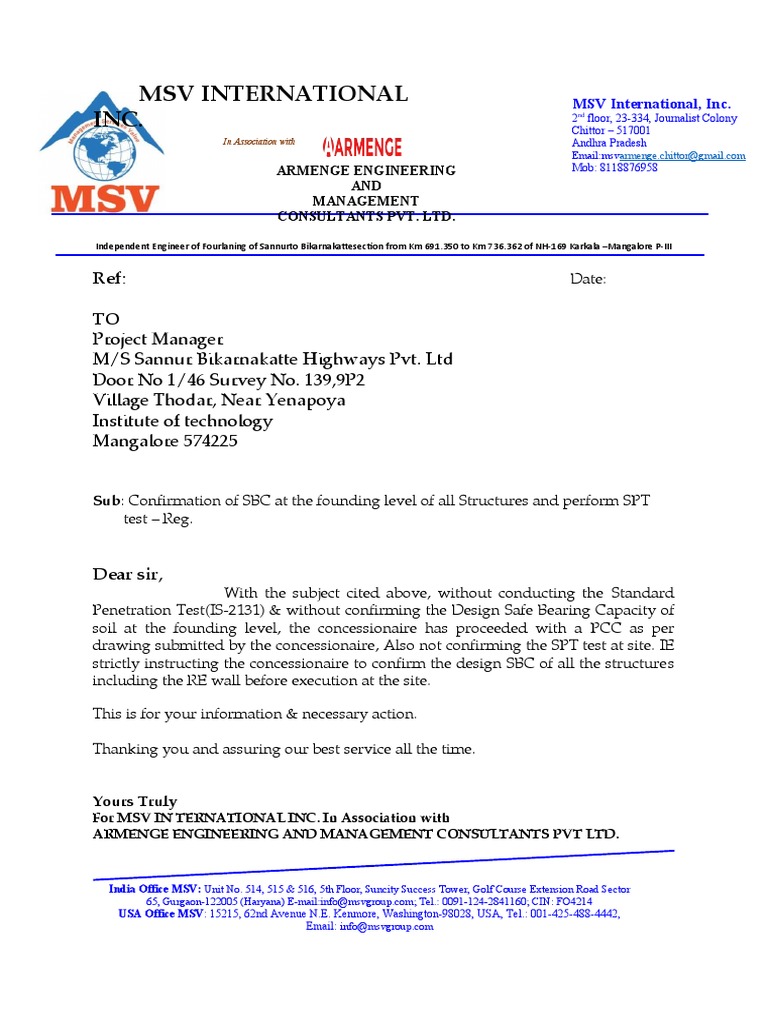 MSV International: SBC Confirmation Notice | PDF