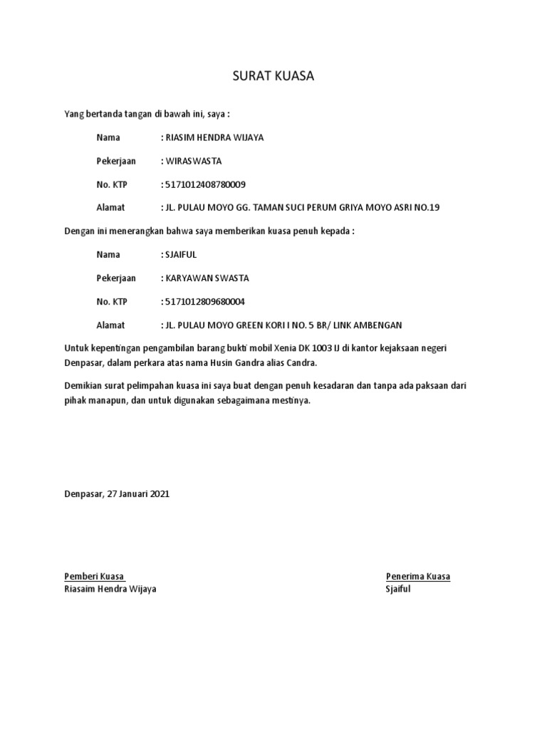 Surat Kuasa | PDF