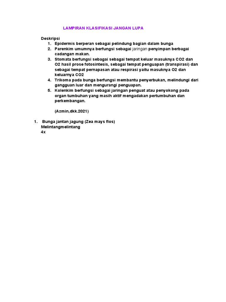 Struktur dan Fungsi Jaringan Bunga | PDF