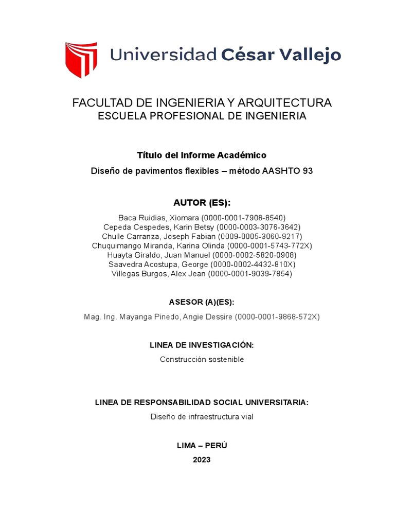 Diseño de Pavimentos Flexibles - Método AASHTO 93 - Grupo 7 | PDF | La ...