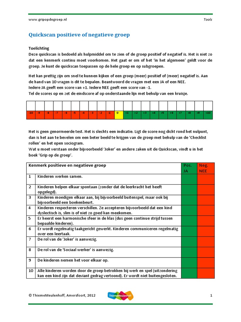 Quickscan Positieve of Negatieve Groep | PDF