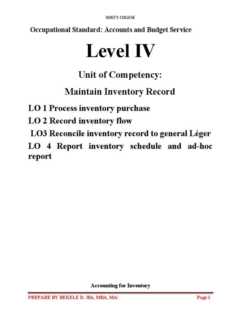 Maintain Inventory Record Material | PDF