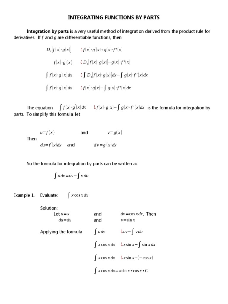 Integration by Parts, Indeterminate Forms, Improper Integrals | PDF