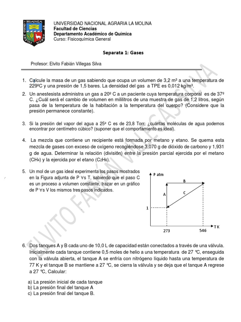 Semana 01 - Ejercicios de Gases | PDF | Gases | Mole (Unidad)