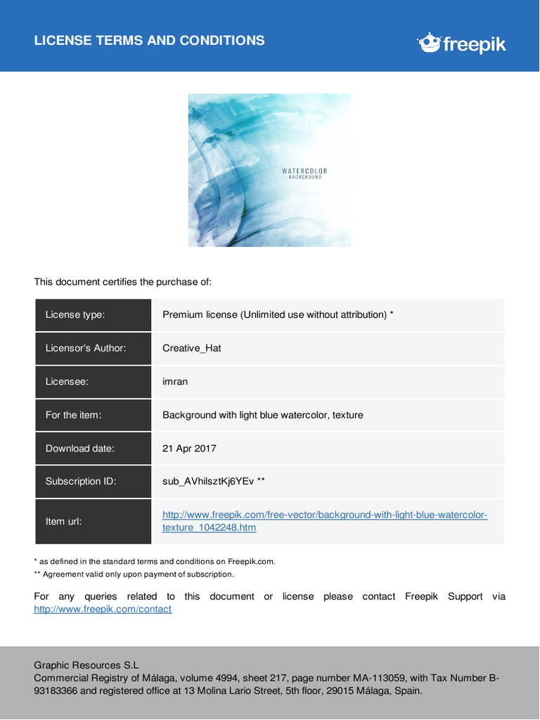 License Background With Light Blue Watercolor Texture 1042248 | PDF