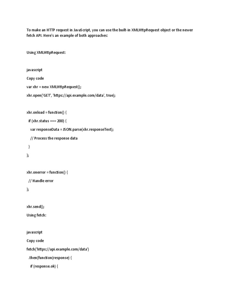 How Do I Make an HTTP Request in Javascript | PDF