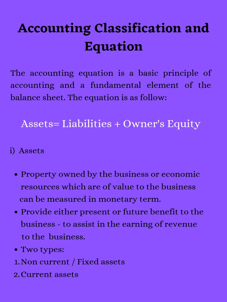 Accounting Classification and Equation | PDF | Finance & Money Management