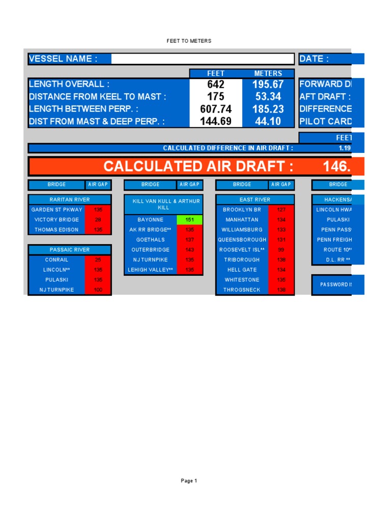 Air Draft Calculations - Ods | PDF | Navigation | Heavy Industry