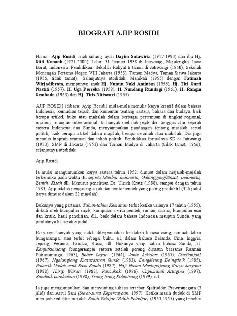 Biografi Singkat Ajip Rosidi | PDF