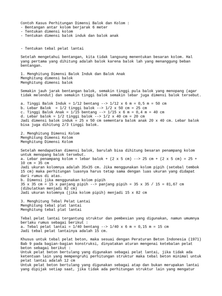 Ukuran Balok Beton | PDF