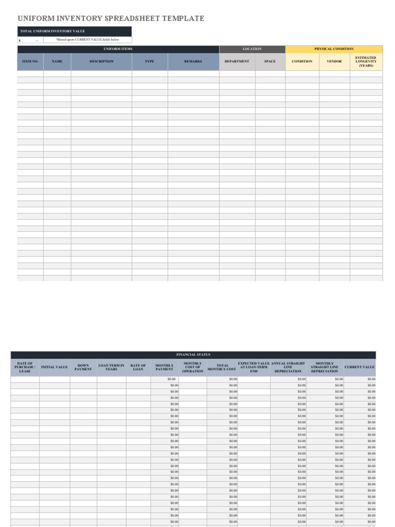IC Uniform Inventory Spreadsheet 11250 | PDF