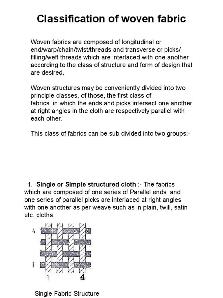 Classification of Woven Fabrics&plain Weaves | PDF | Weaving | Textiles