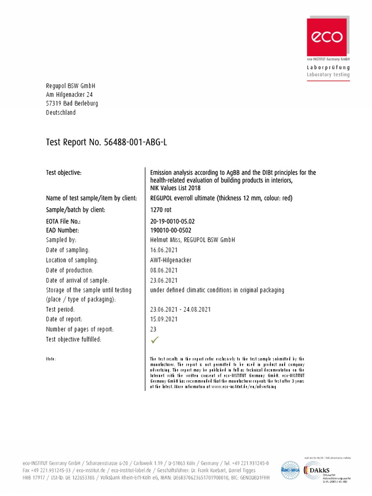 VOC Report Everroll EPDM | PDF | Volatile Organic Compound | Formaldehyde