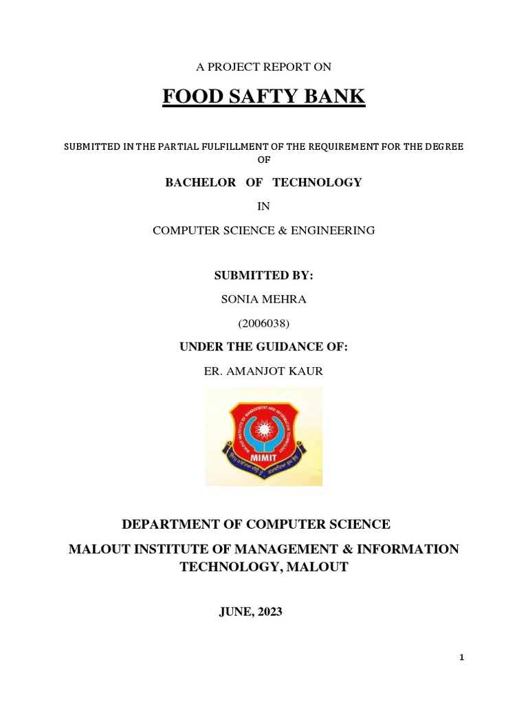 Project Report FSB | PDF