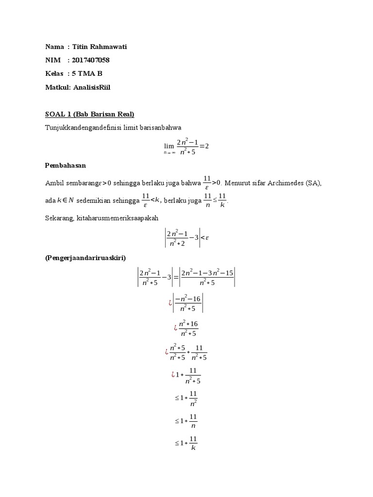Bab Barisan Bilangan Real - Analisis Rill - 5 TMA B | PDF