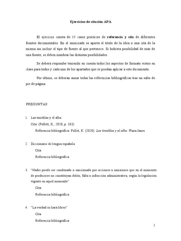 Ejercicio de Citación APA | PDF