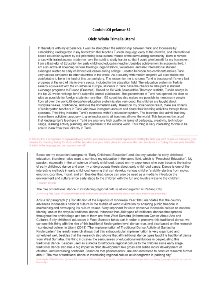 Contoh LOI Pelamar S2 | PDF