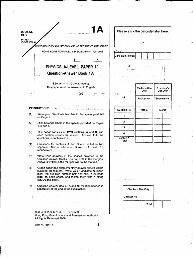 2009 Physics Paper1 | PDF