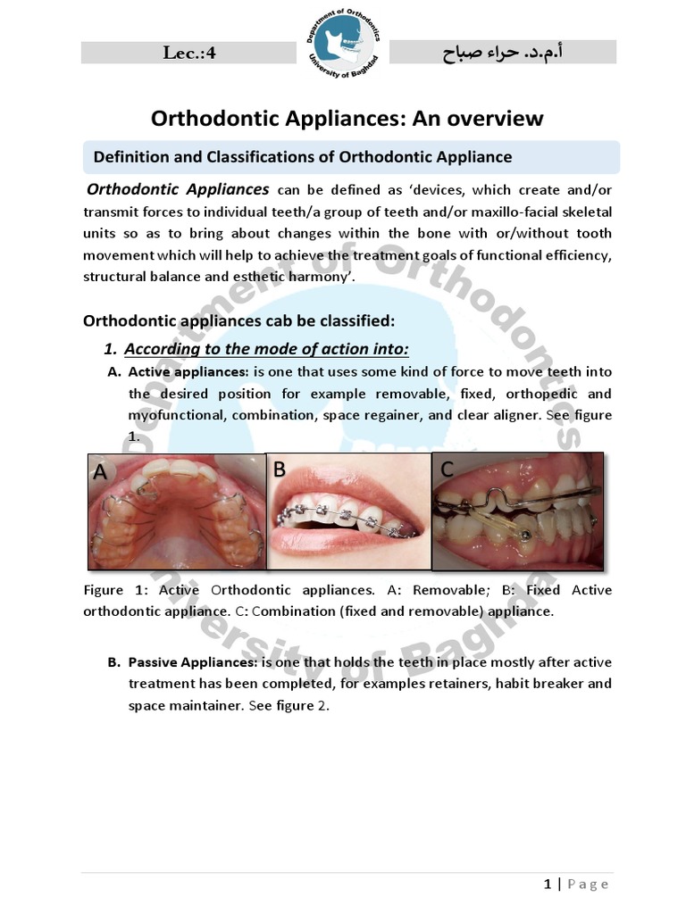 DR - Harra Ortho Appliance Lec.4 | PDF | Orthodontics | Dentistry Branches