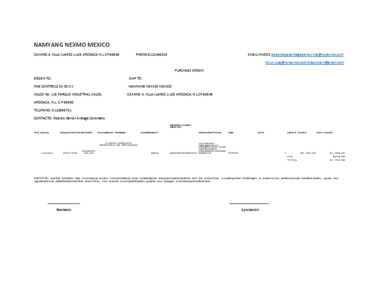 Namyang Nexmo Mexico Cilindro | PDF