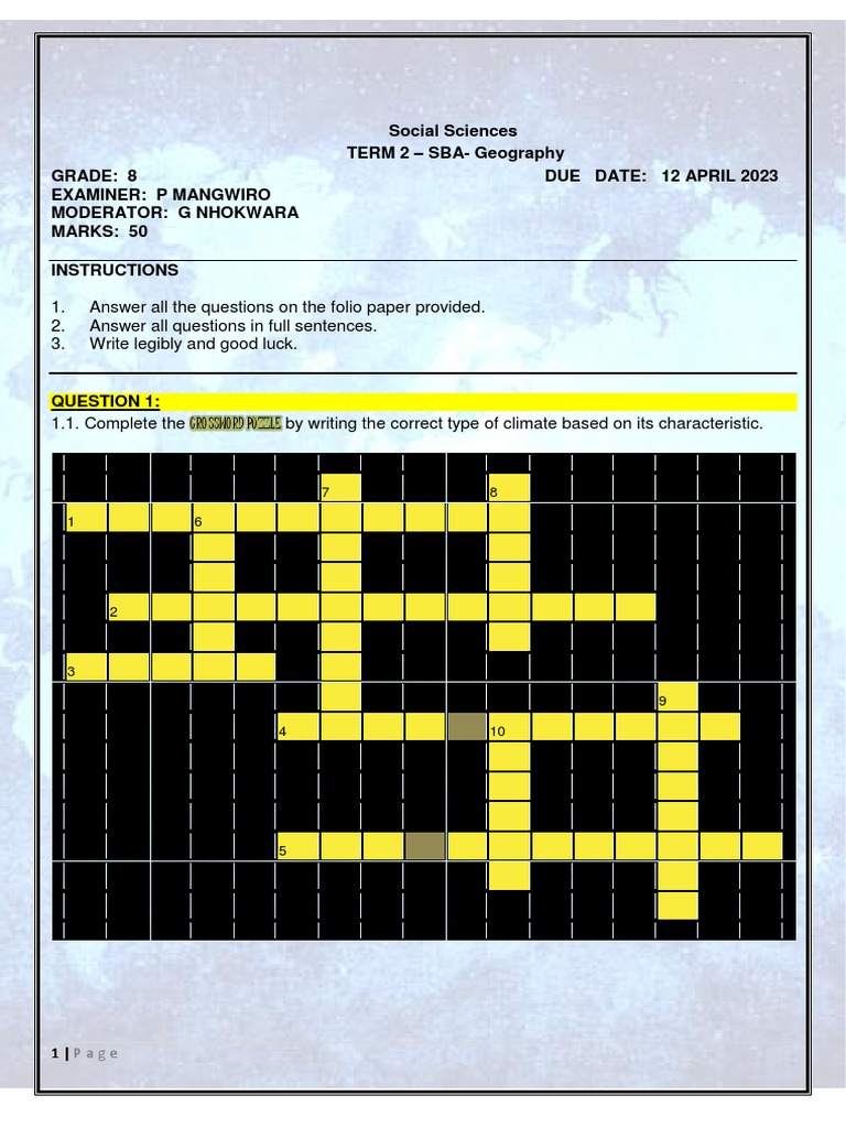 Grade 8 Geo Sba Term 2 2023 | Download Free PDF | Precipitation | Rain
