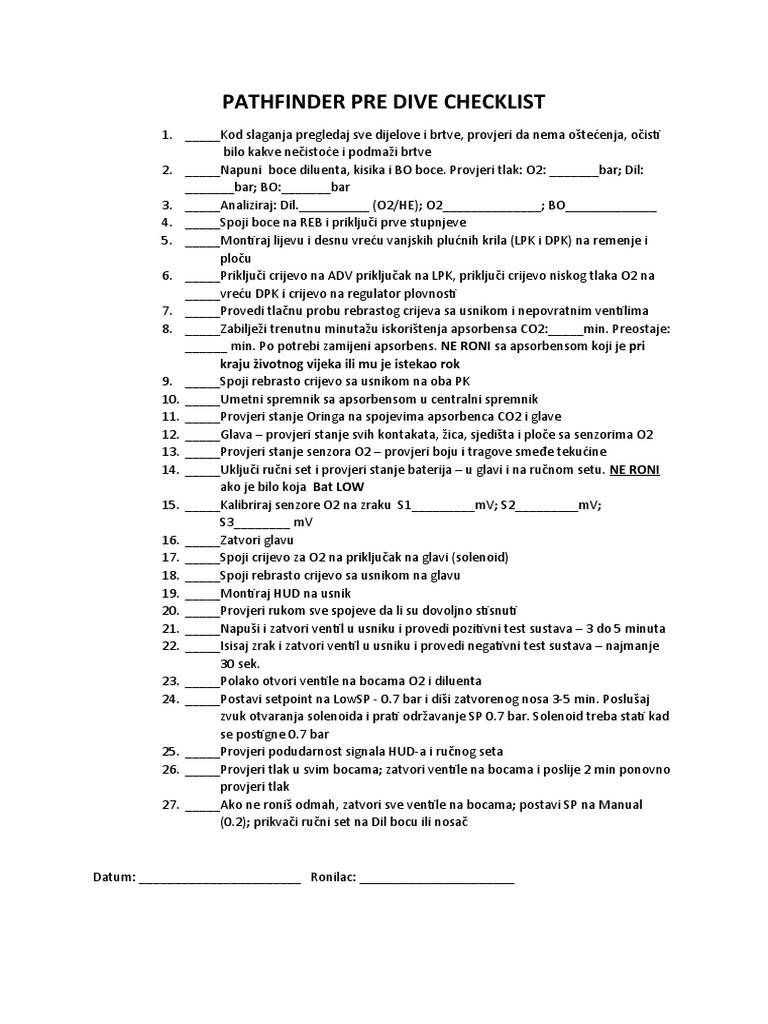 Pathfinder Pre Dive Checklist 28.7.2021DF | PDF
