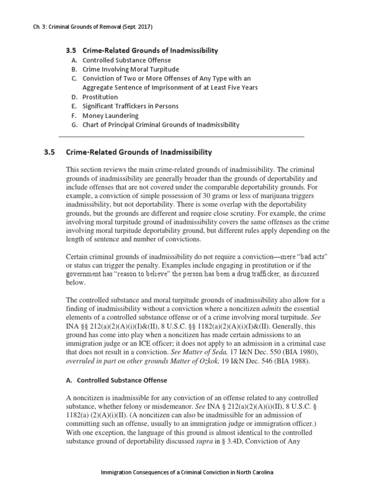 3.5 Crime-Related Grounds of Inadmissibility | PDF | Politics | Law