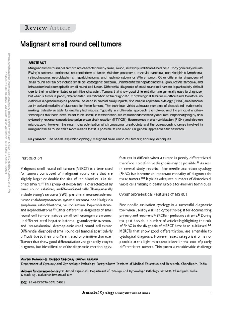 Malignant Small Round Cell Tumors.1 | PDF | Cytopathology | Diseases ...