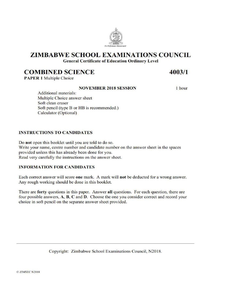 O-Levels Combined Science 2018-3 | PDF | Oxide | Redox