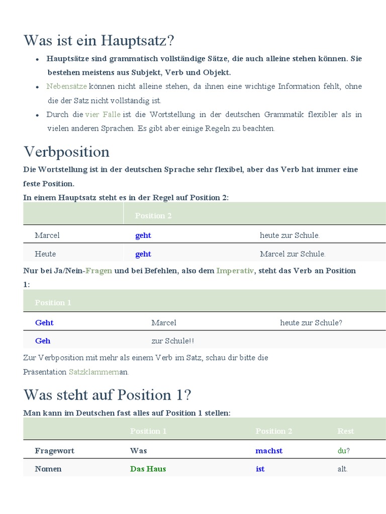 Was Ist Ein Hauptsatz | PDF
