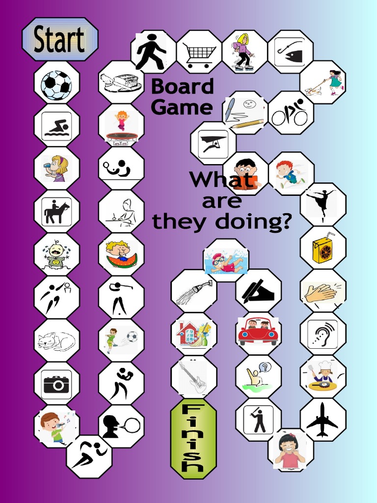 present continuous board game, kb2 | PDF