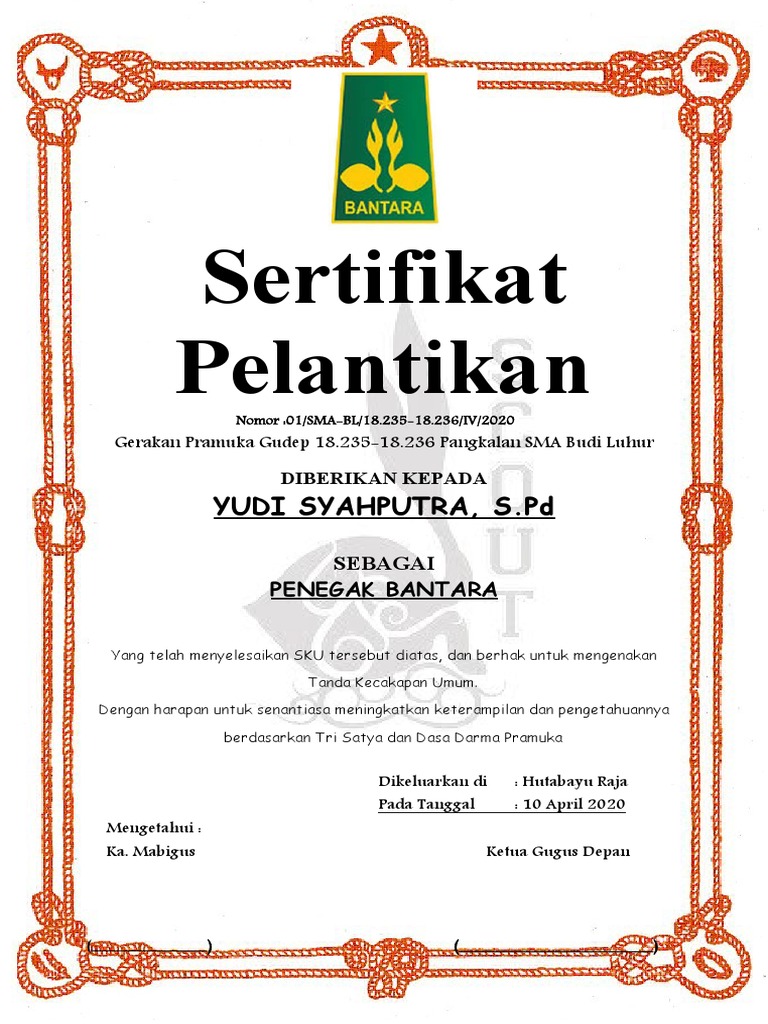 Sertifikat Bantara (Sfile | PDF