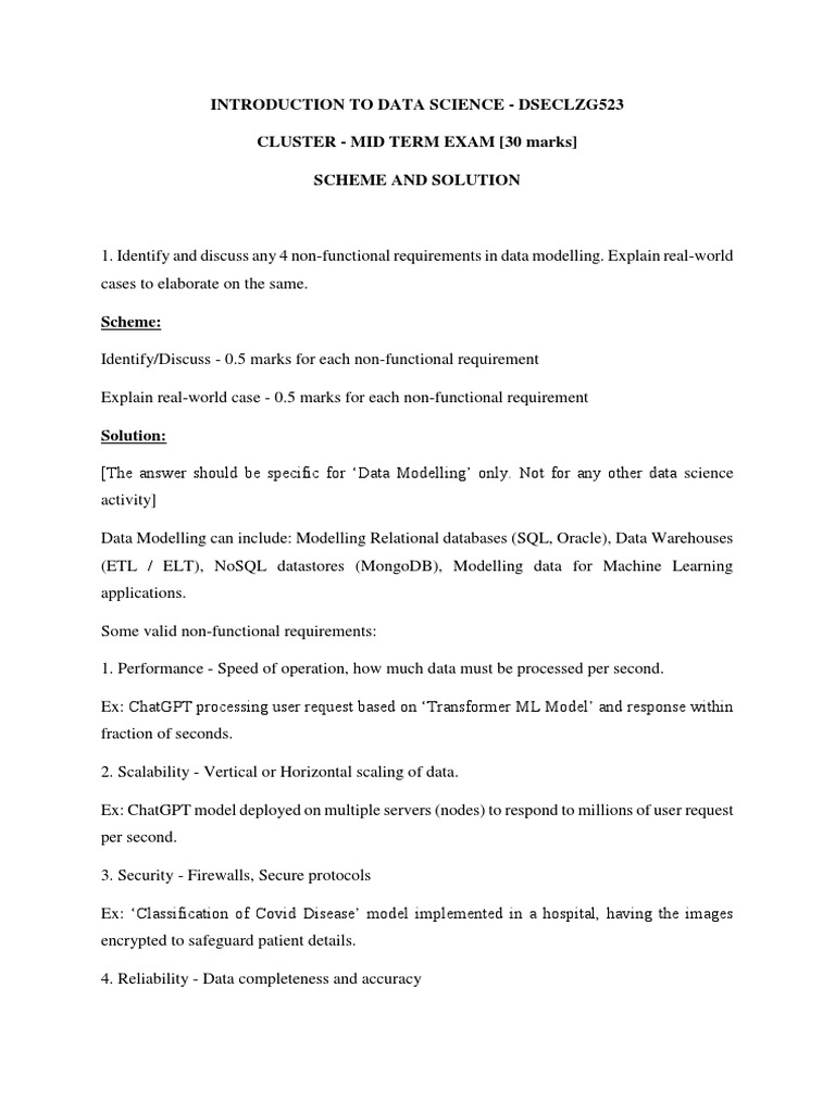 DSECLZG523 - IDS - Mid Sem Regular QP - Scheme and Solution | PDF
