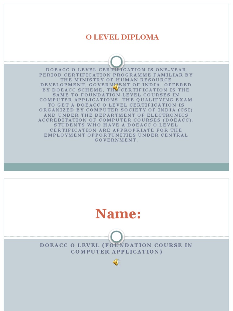 O Level Course | PDF | Educational Stages | Qualifications