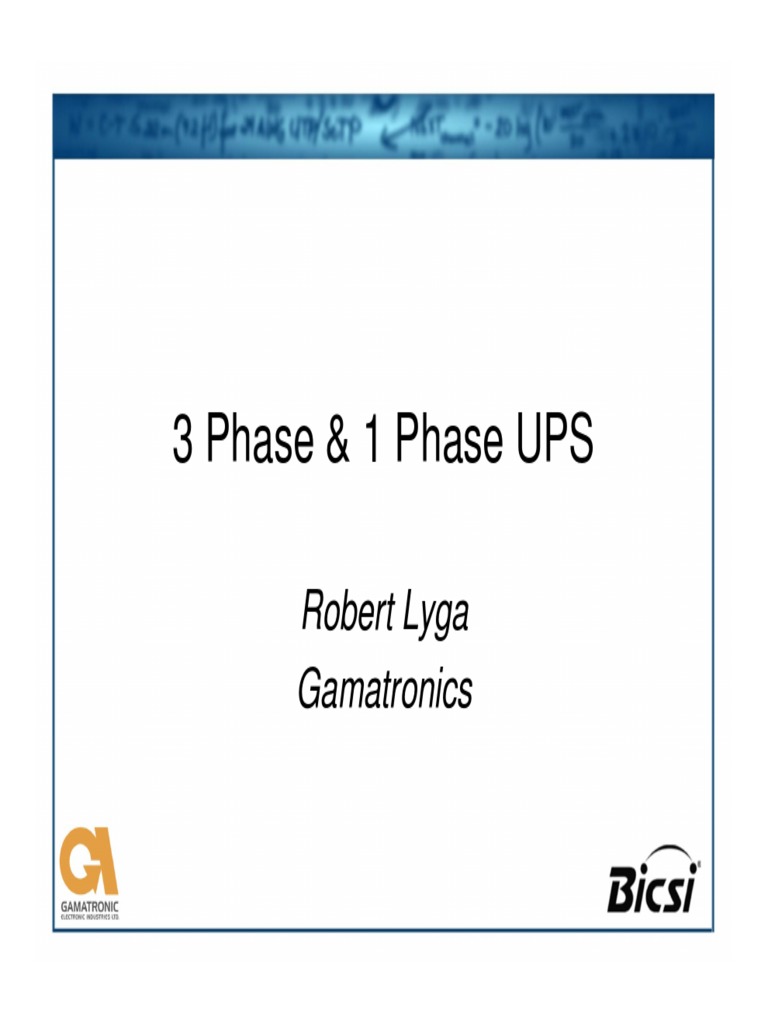 9 UPS 3-1 Phase BICSI Caribbean 2010 | PDF